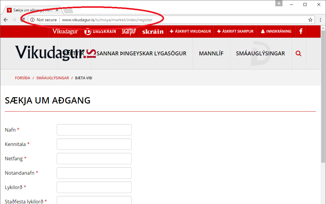 Óöruggir vefir fjölmiðla og í stjórnsýslunni – Lappari